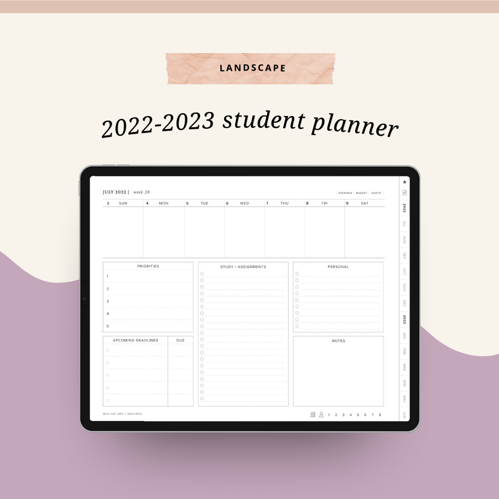 2022-2023 Digital Student Planner - Landscape – Blue Cat Loft
